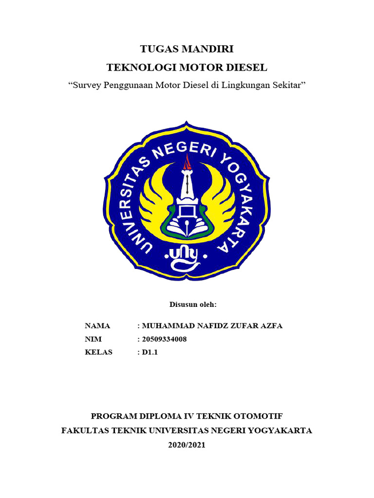 Muhammad Nafidz Zufar Azfa - D1.1 - Survey Penggunaan Motor Diesel | PDF | Bisnis