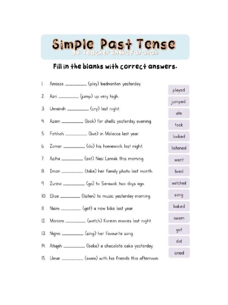 Simple Past Tense | PDF