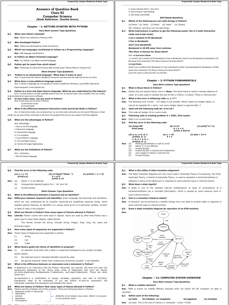 Question Bank Class Xi Cs Answer To Be Uploaded-4 (2) Removed | PDF ... Question Bank Class Xi Cs Answer To Be Uploaded-4 (2) Removed | PDF ...