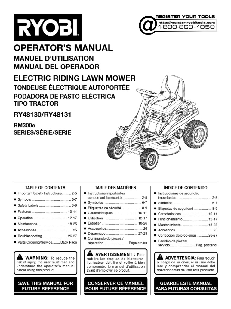 RM300e Electric Lawn Mower Manual | PDF | Mower | Lawn Mower