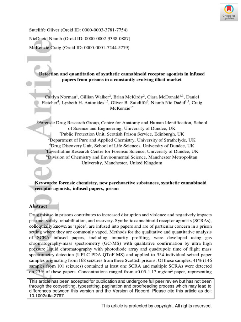 Detection and Quantitation of Synthetic Cannabinoid Receptor Agonists ...