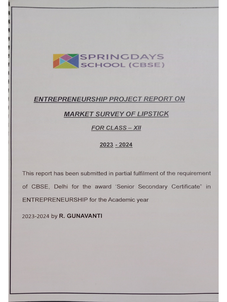 Entrepreneurship Market Survey Project | PDF