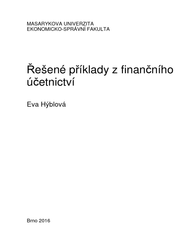 Resene Priklady Z Financniho Ucetnictvi 2016 | PDF