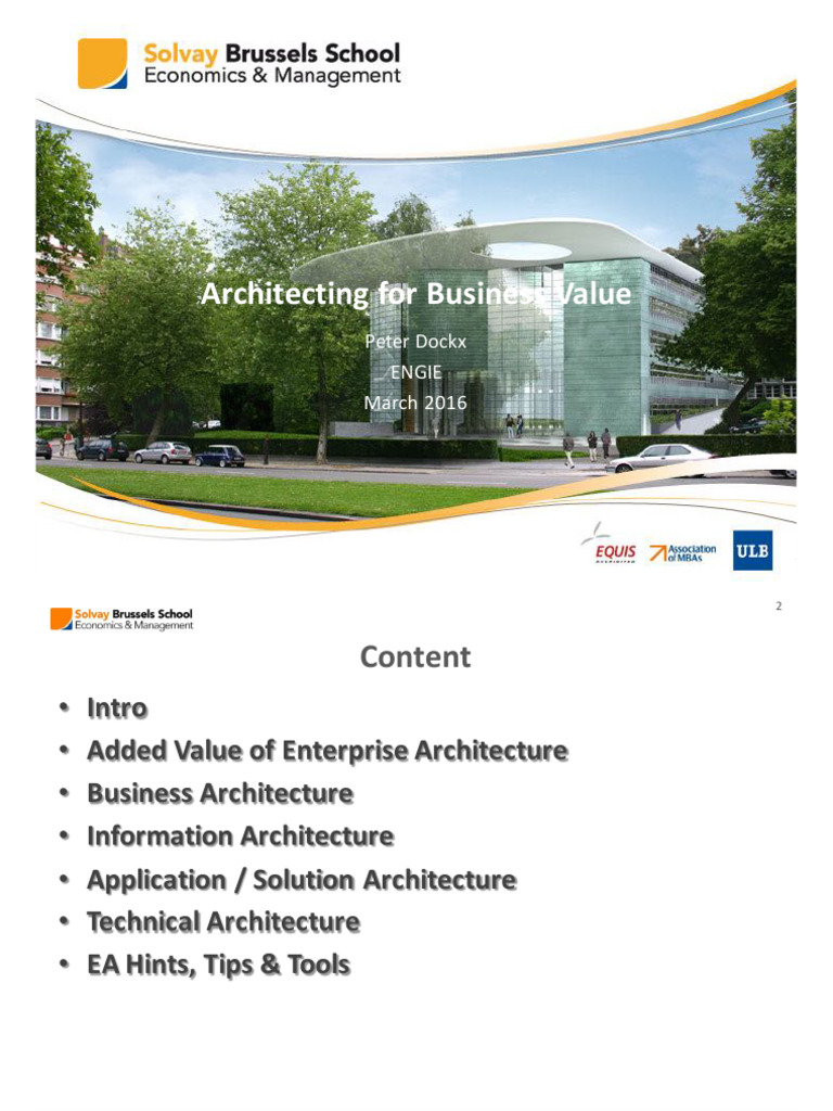 B1 60 Architecting For Business Value Pdf Enterprise Architecture Strategic Management