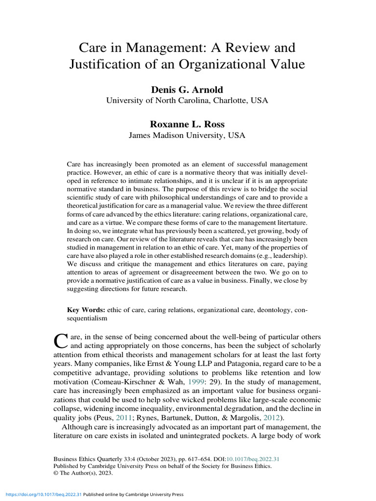 Justification of An Organizational Value | PDF | Leadership | Compassion