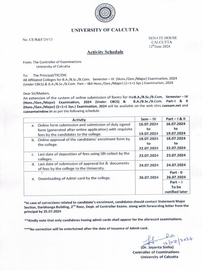Sem - IV - Part - I & II Notification | PDF