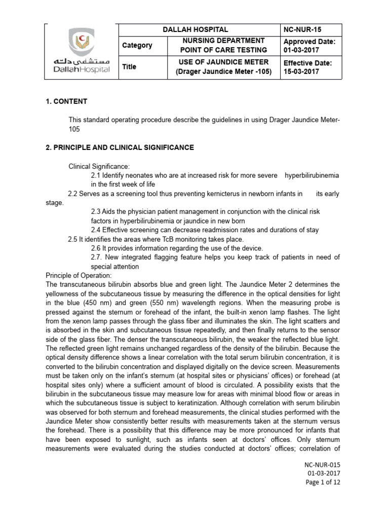 JAUNDICE METER 105 sop | Download Free PDF | Medical Specialties