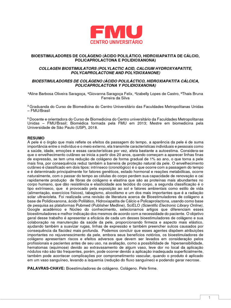 Bioestimuladores de Colageno Acido Polilatico Hidr | PDF | Matriz extracelular | Biologia