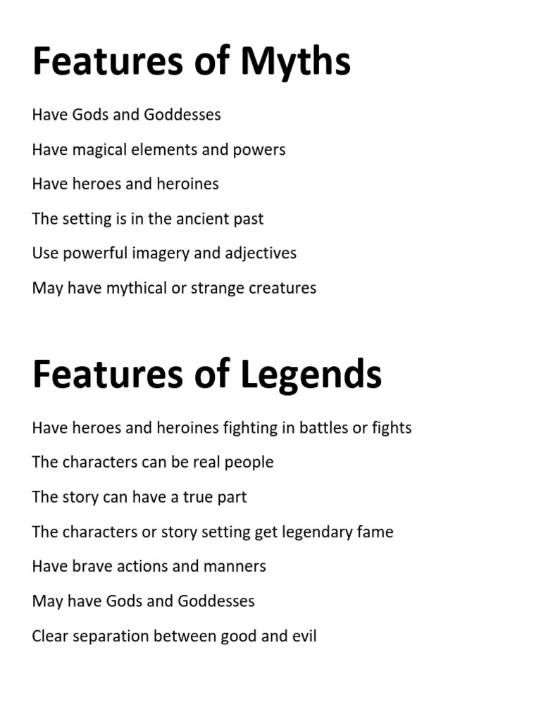 Features of Myths and Legends | PDF