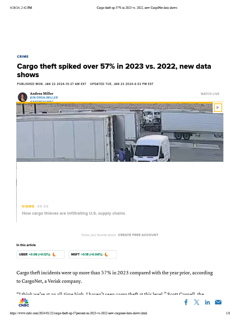 Cargo Theft Surges 57% in 2023 | PDF | Cargo