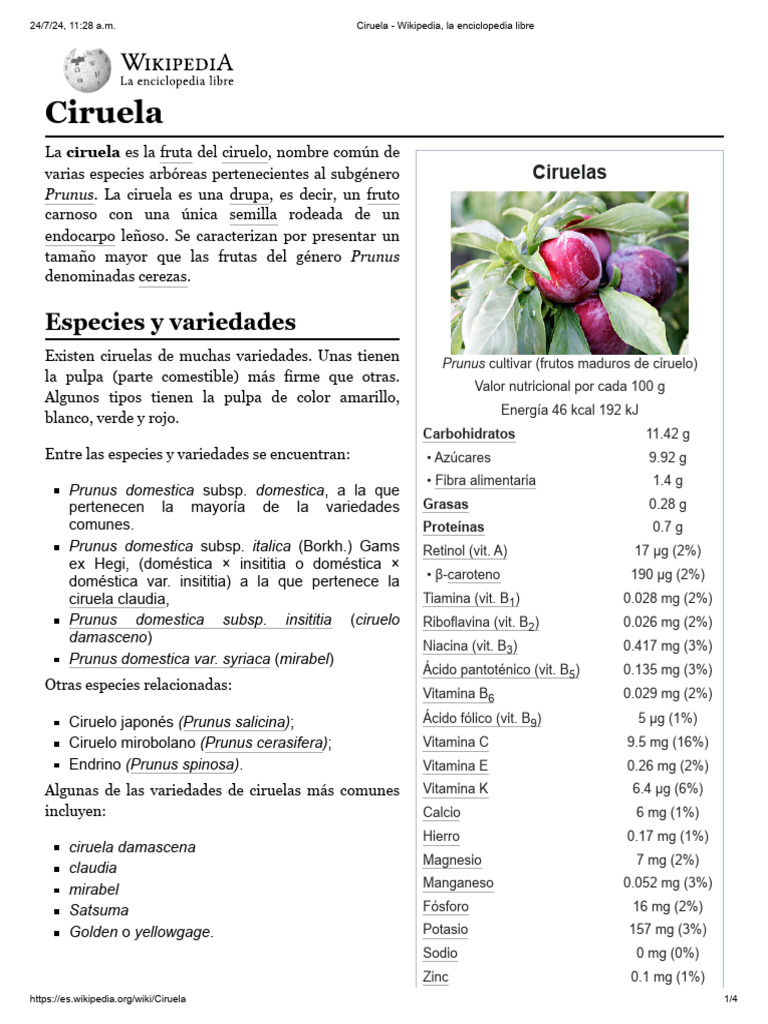 Ciruela | PDF | ciruela | Fruta