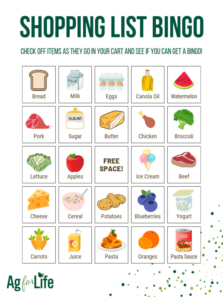 Grocery Shopping List Bingo | PDF