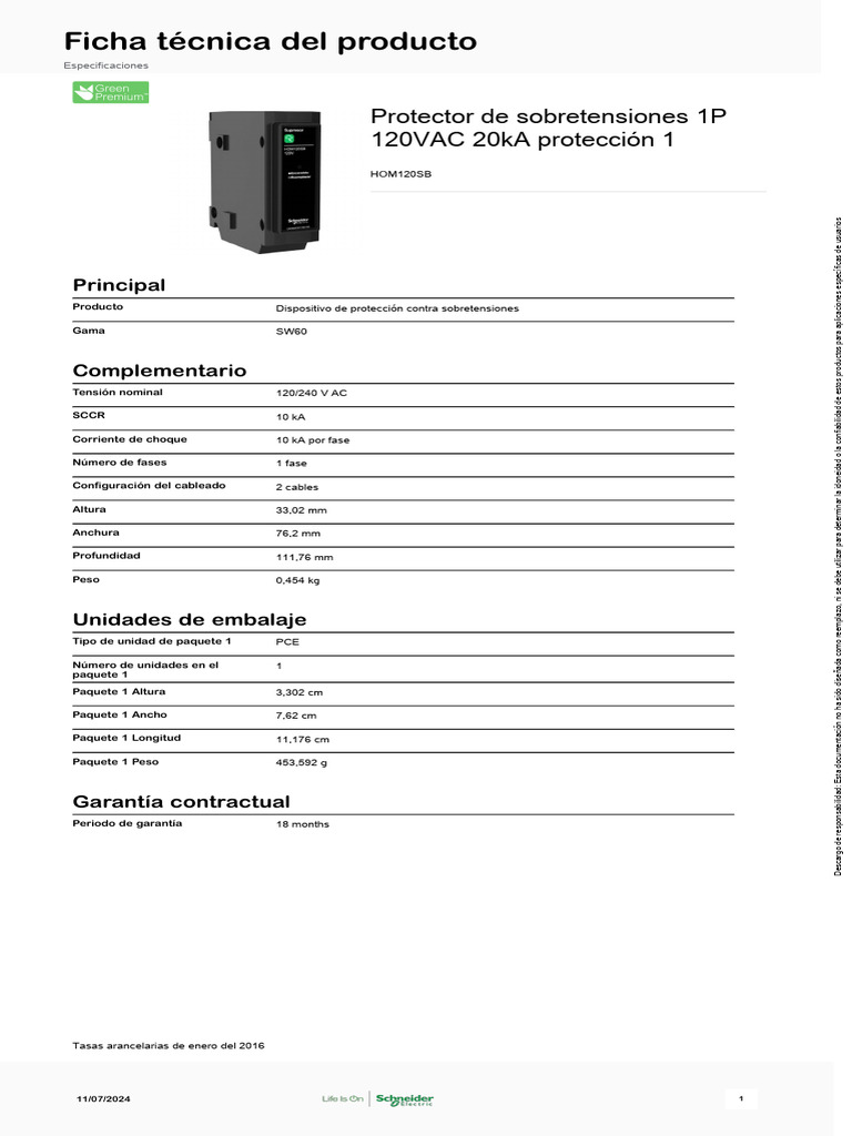 Schneider Electric - Homeline-HOM2175SB-Surgebreaker-Dispositivo-de ...