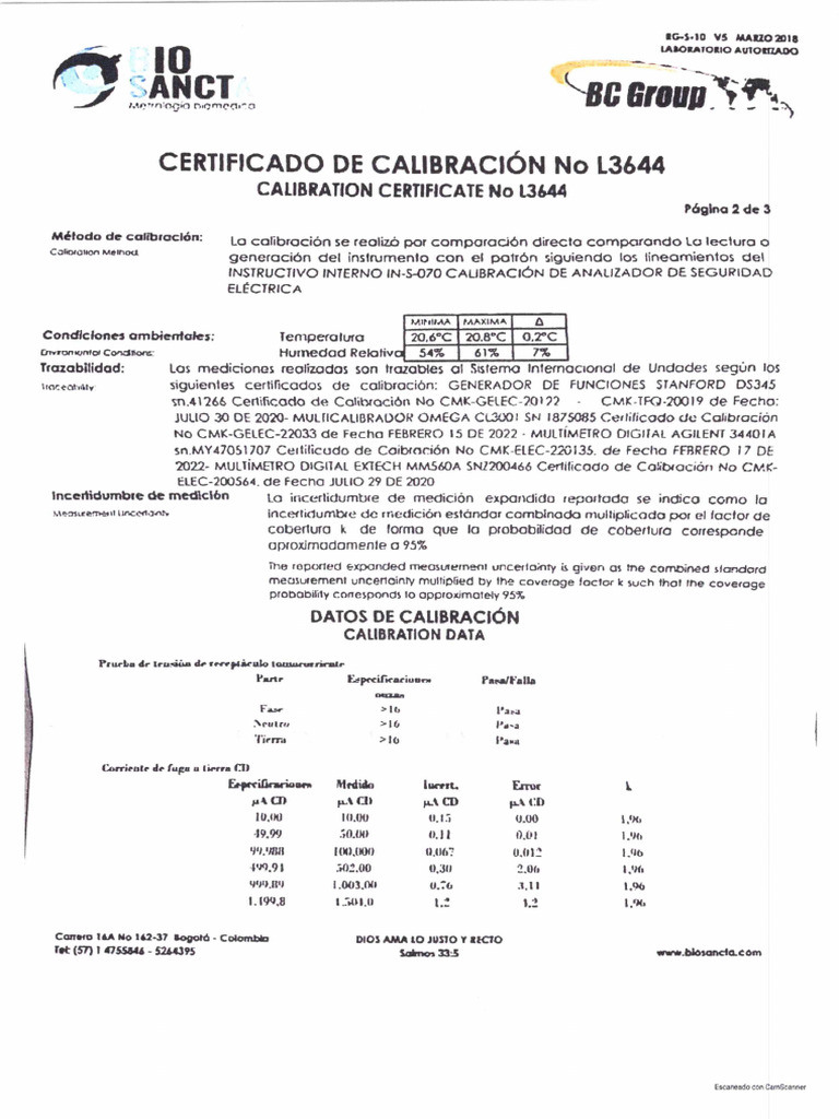 Certificado de Calibracion | PDF