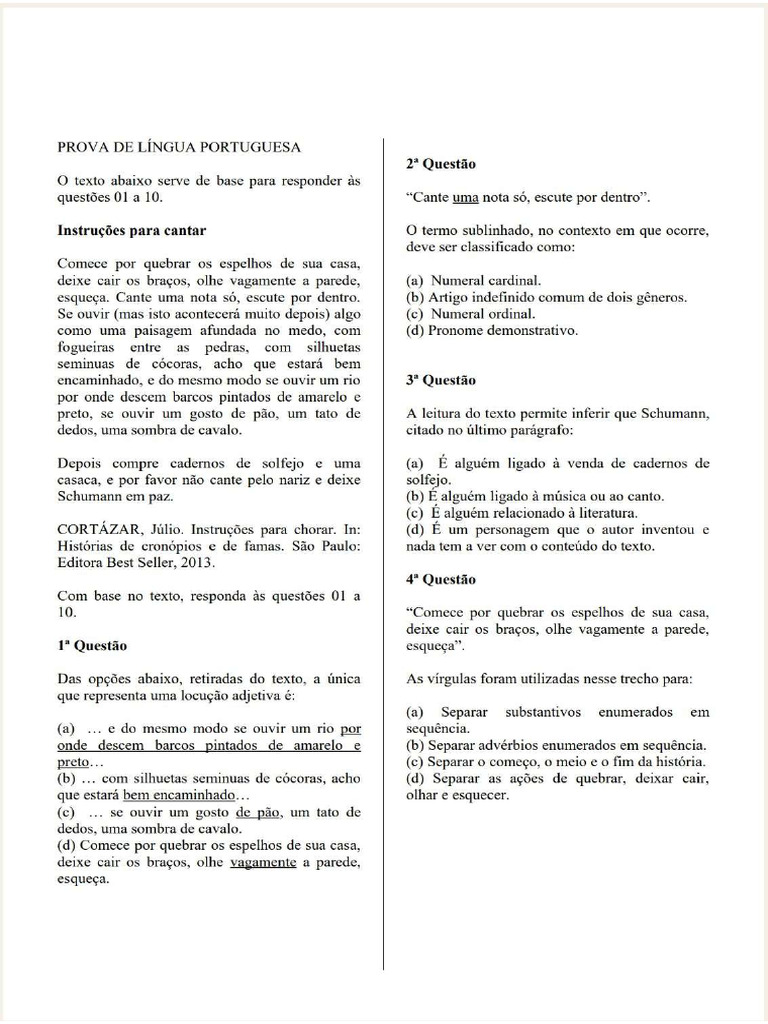 Aula 003 - Lista de Português | PDF