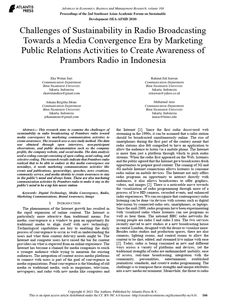 Challenges of Sustainability in Radio Broadcasting Towards A Media ...