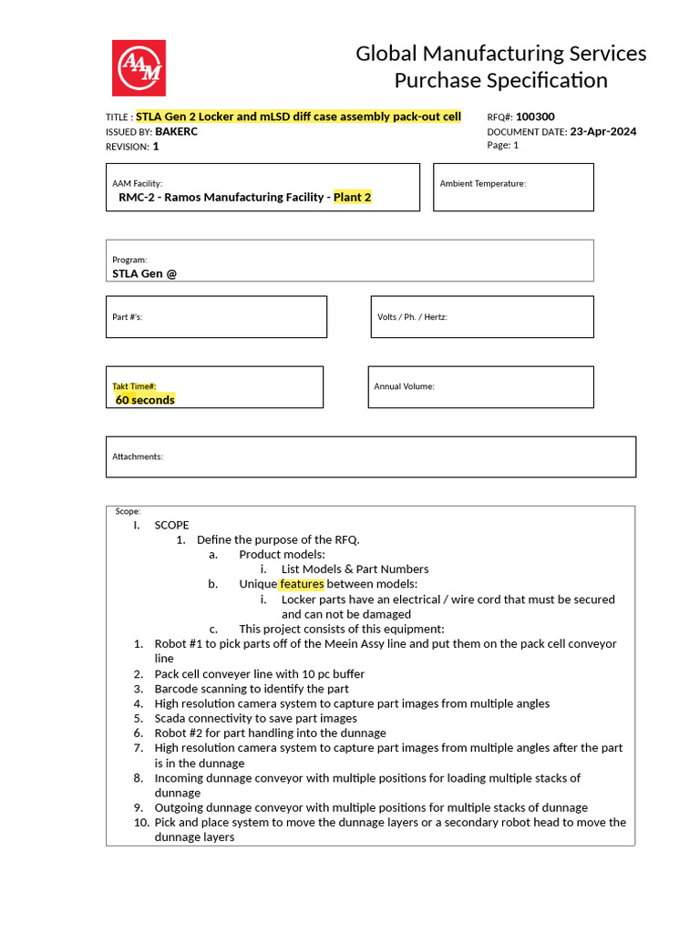 RFQ 100300-Rev 1 Organized | PDF | Specification (Technical Standard) | Risk