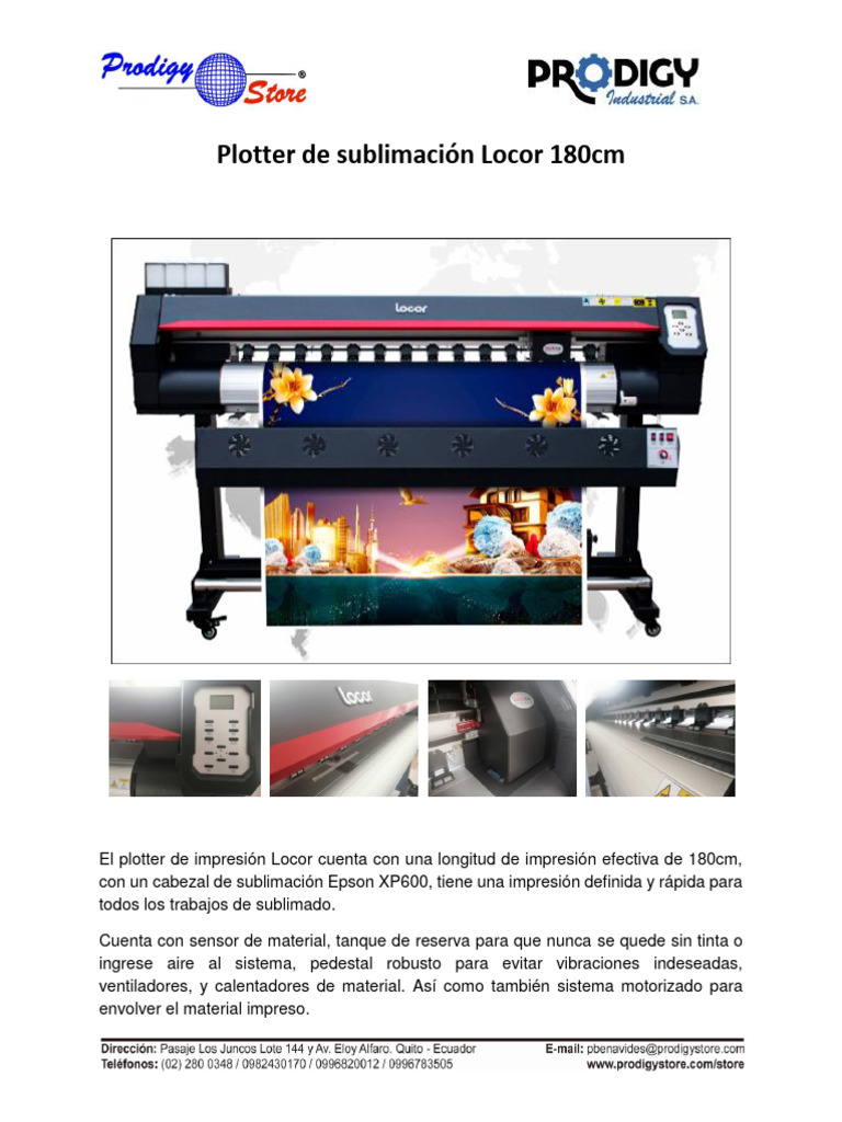 Plotter de Sublimación Locor 180cm XP600 | PDF