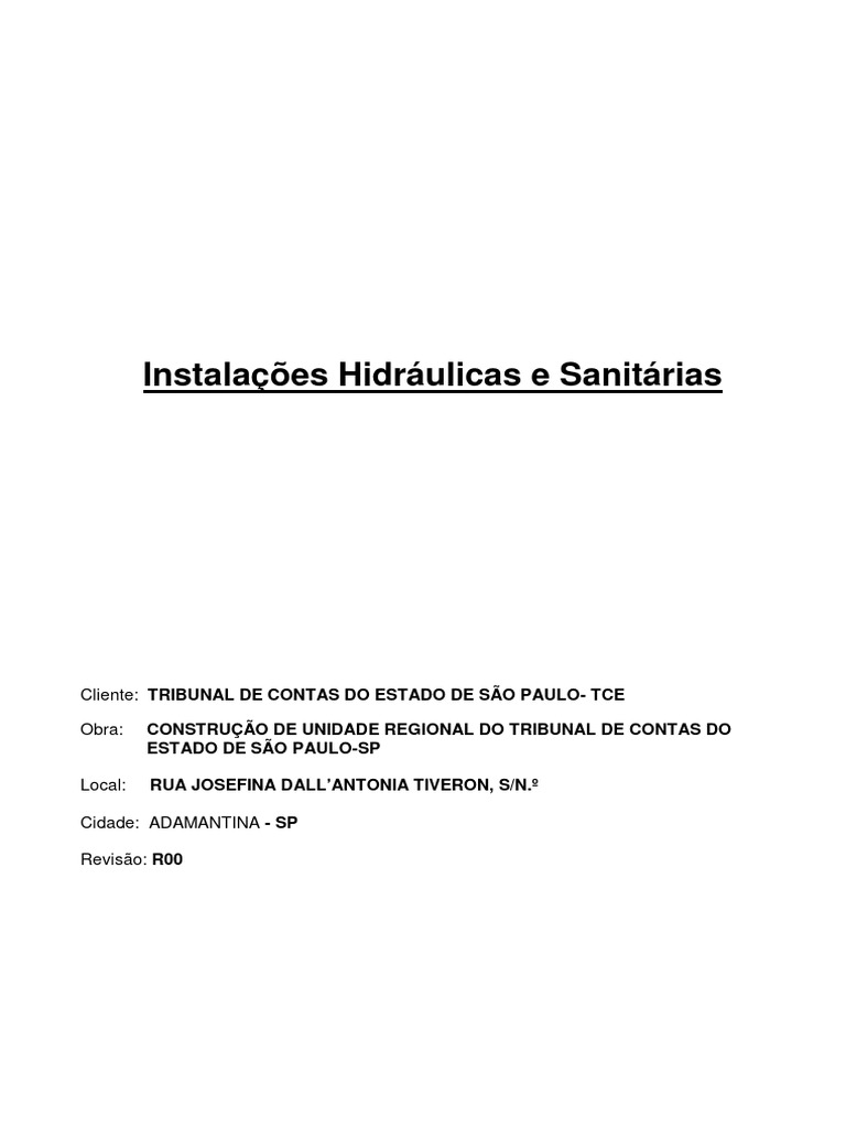 Ur 18 Tce Adamantina Memorial Hidro Sanitc3a1ria | PDF | Válvula | Águas residuais