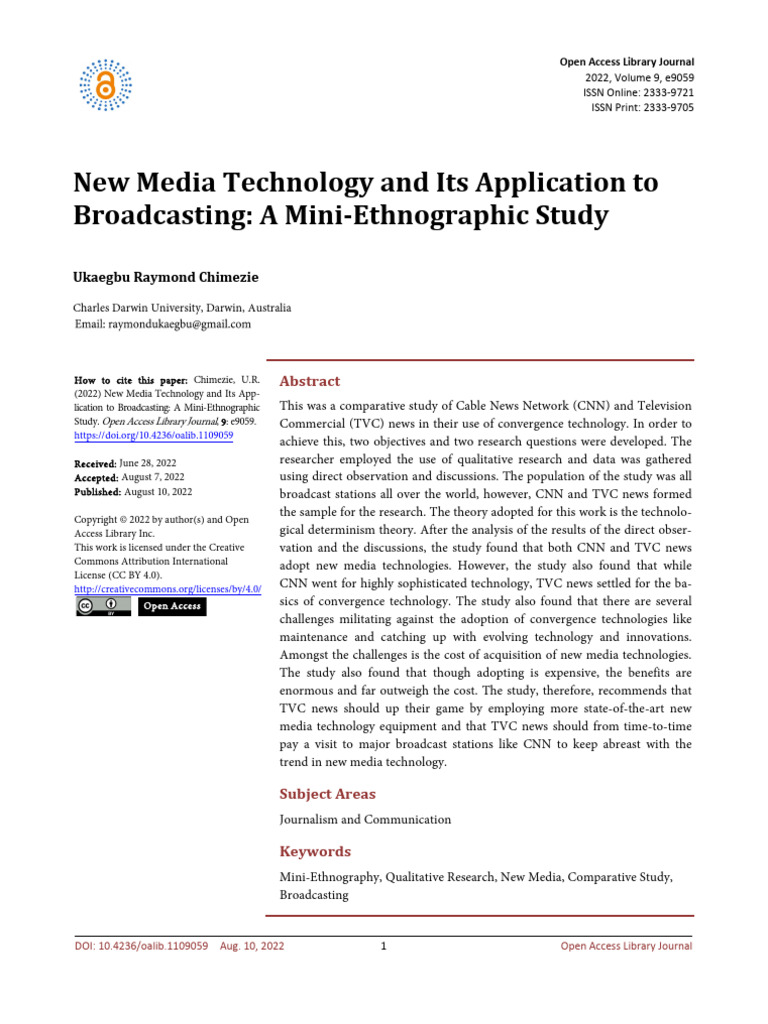 New Media Technology and Its Application To Broadcasting | PDF | News ...