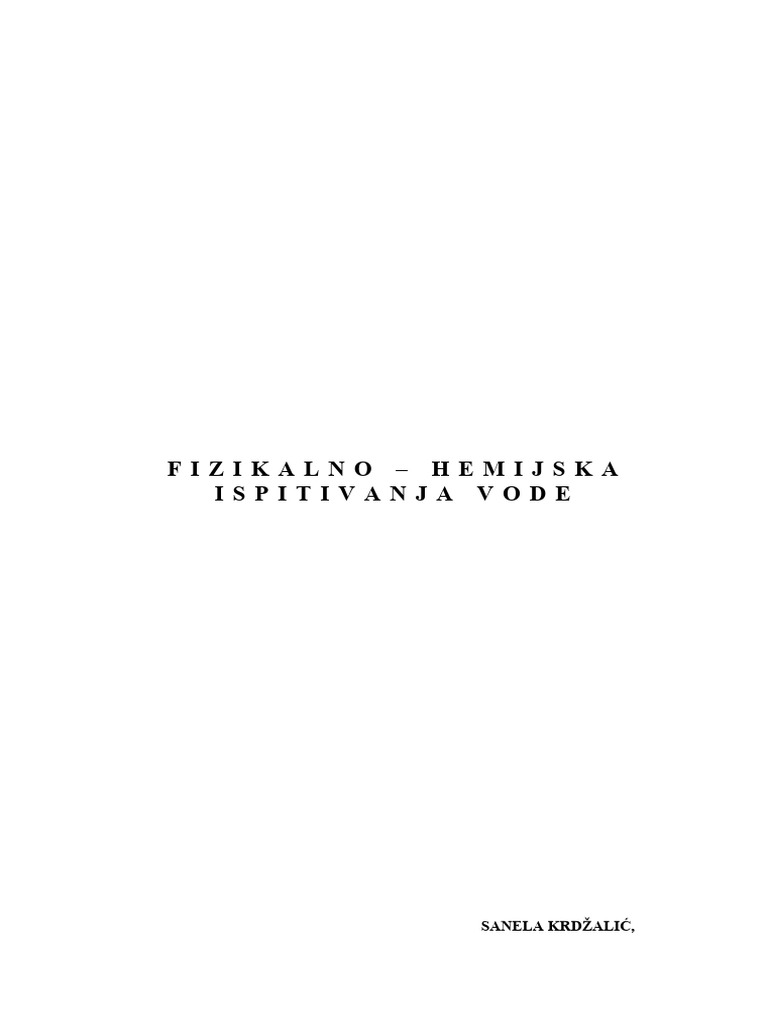 Fizikalno - Hemijska Ispitivanja Vode - Parametri - 1 | PDF