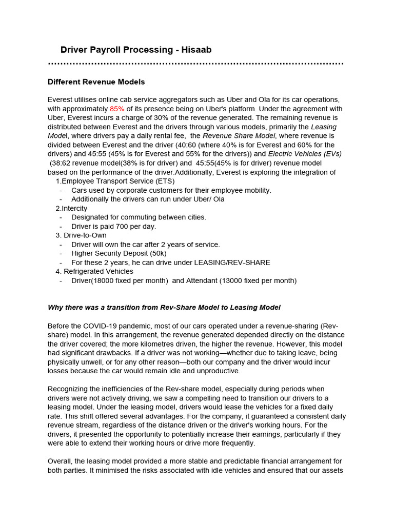 Driver Payroll Processing - Hisaab | PDF | Car | Economies