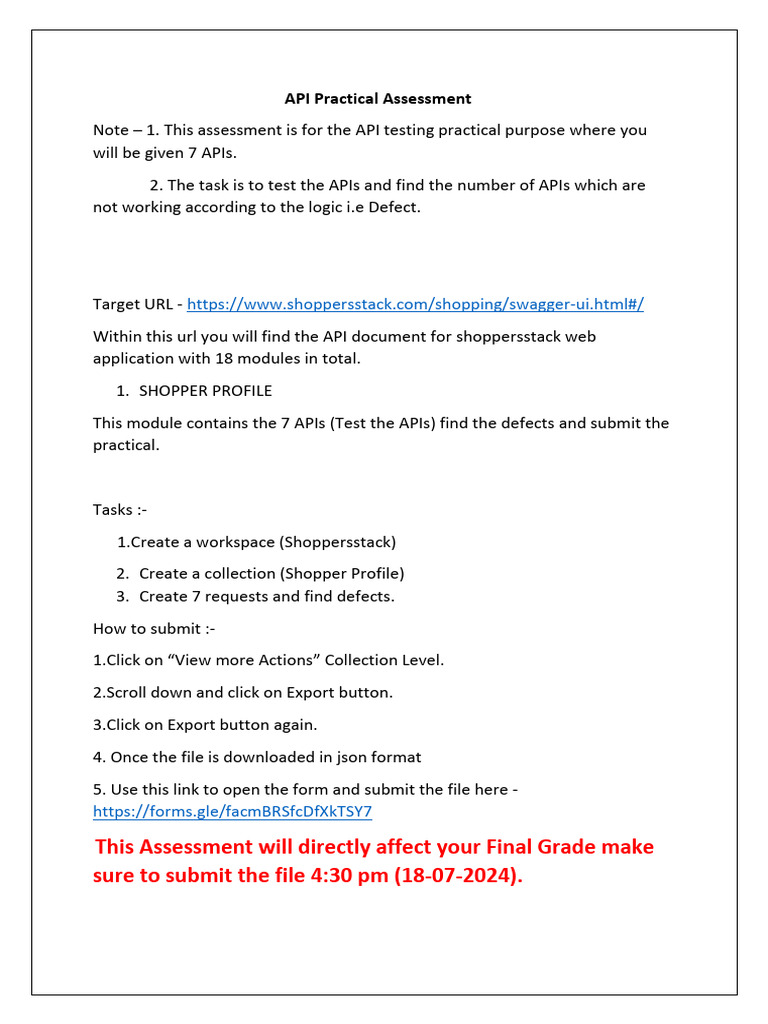 API Practical Assessment | PDF