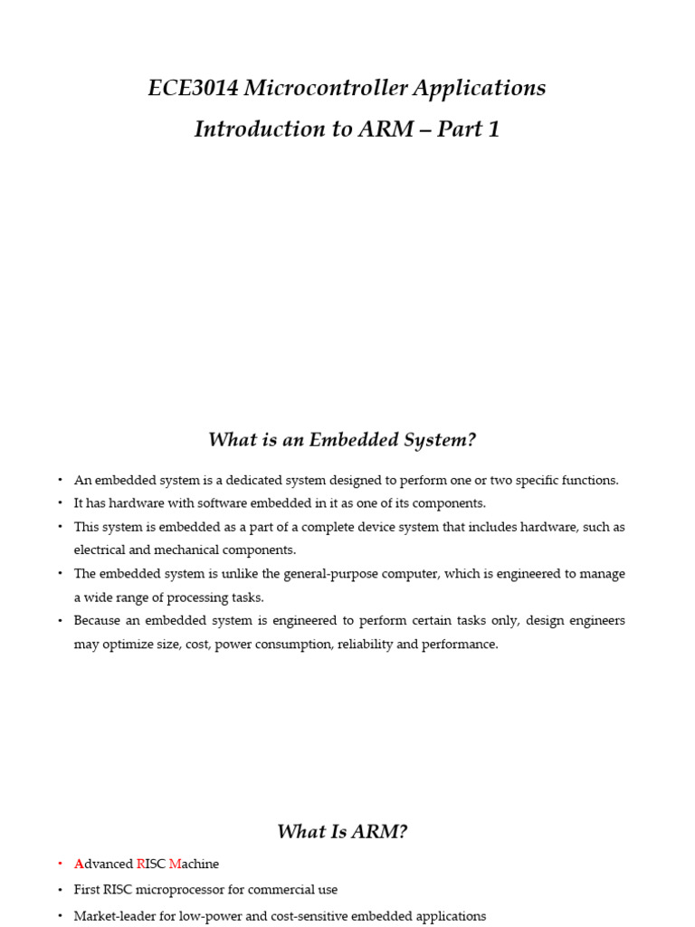 Module 4 - ECE3014 Introduction To Embedded System and ARM-1 | PDF | Embedded System | Central ...
