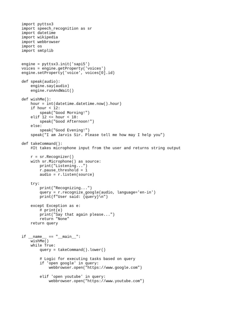 Jarvis Voice Assistant | PDF | Computers | Technology & Engineering