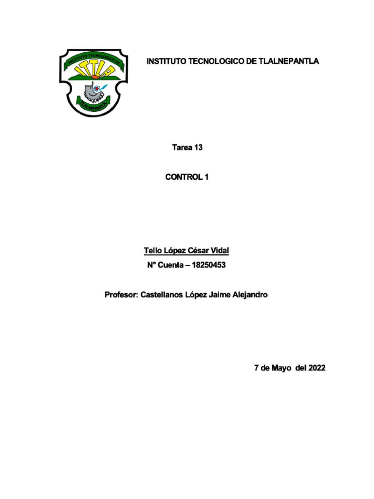 Tarea 13 control 1 | PDF