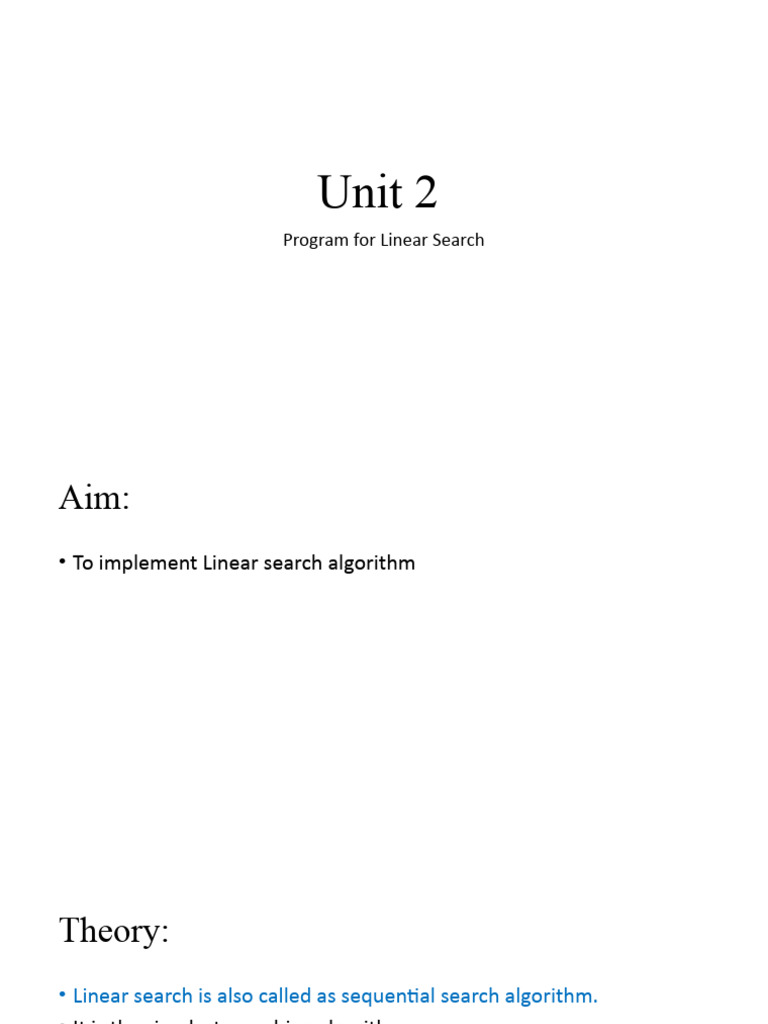 Unit2 Linear Search | PDF | Time Complexity | Algorithms