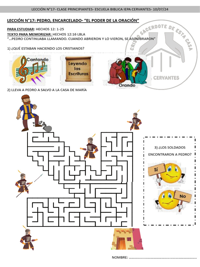 Actividad para Niños Pedro Es Liberado de La Carcel | PDF