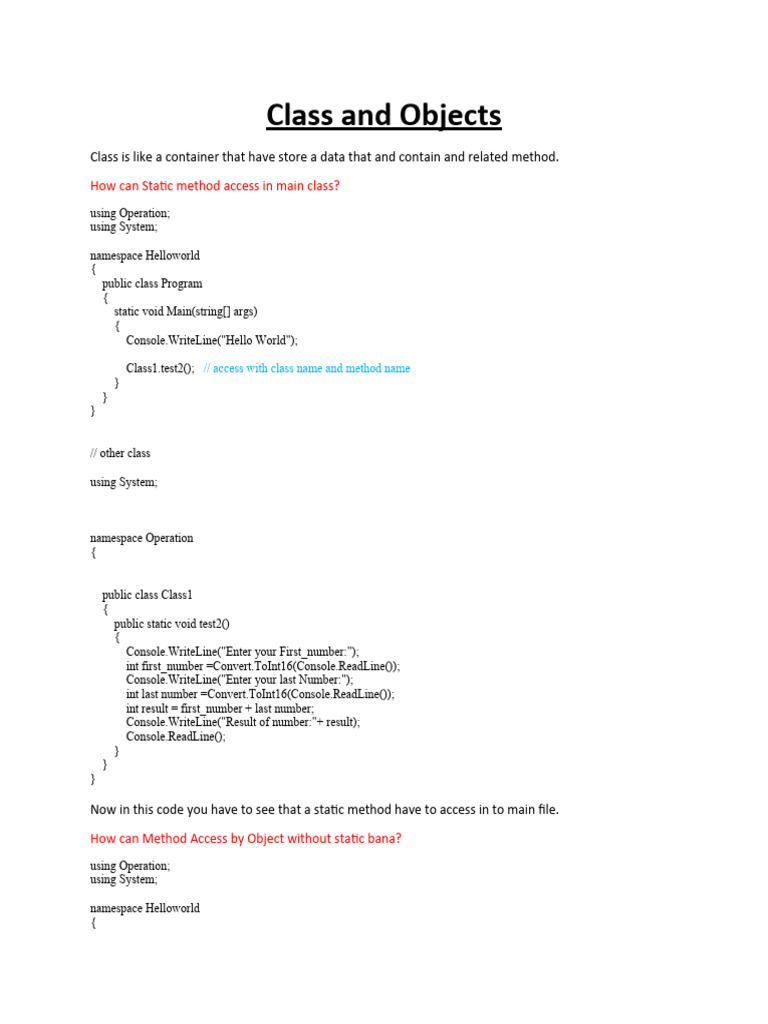 C Notes Pdf Namespace Object Oriented Programming
