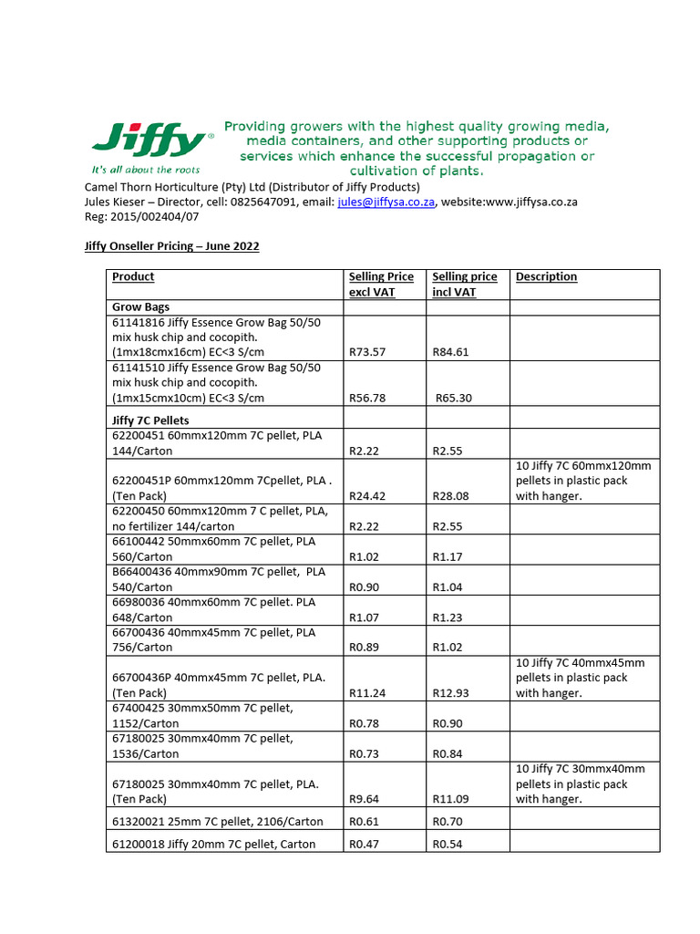 Jiffy Onseller Pricing 0622 | PDF