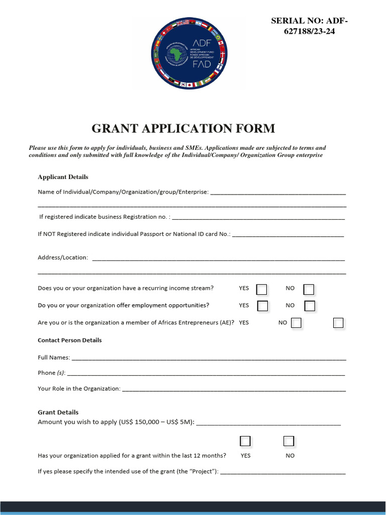 Grant Applicationform | PDF | Identity Document