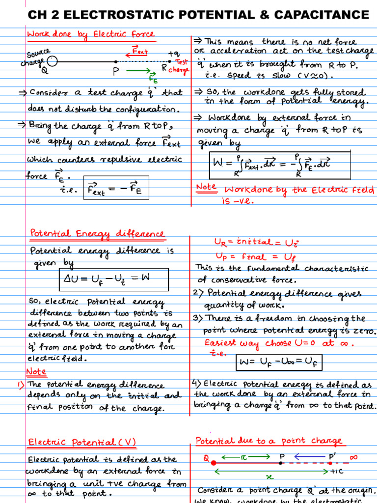 CH 2 Electrostatic Potential & Capacitance | PDF