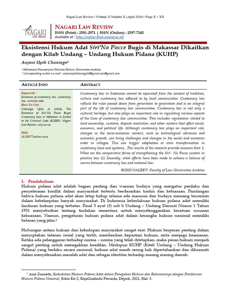 Jurnal Hukum Adat Anjani Upik Chaniago | PDF