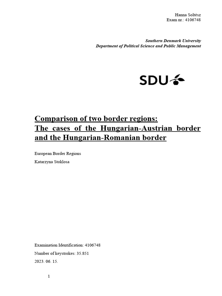 Border Regions Exam Paper | PDF | Hungary | Romania