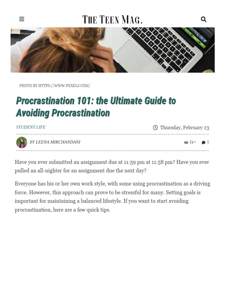 Procrastination 101 - The Ultimate Guide To Avoiding Procrastination | PDF | Procrastination ...