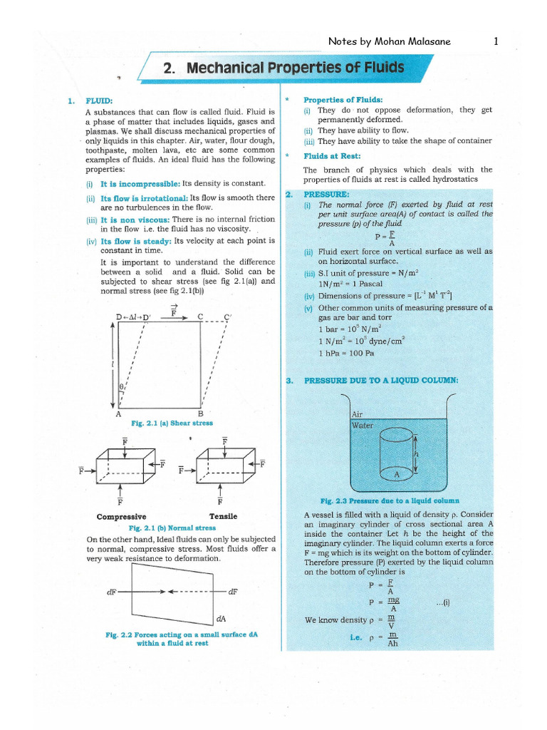 2.mechanical Properties of Fluids | PDF