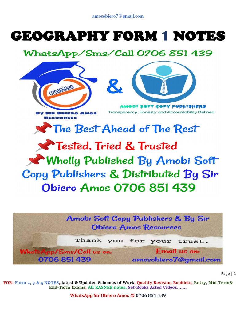 Geography Form 1 Study Notes | PDF | Atmosphere Of Earth | Planets