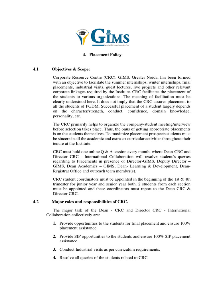 Placement Guidelines for PGDM Students | PDF | Career & Growth