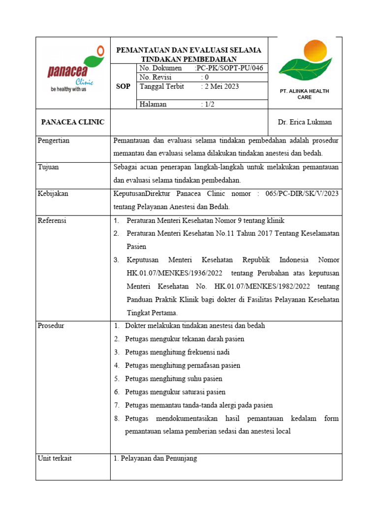 PKP 8.3 Sop Monitoring Status Fisiologis Pasien | PDF