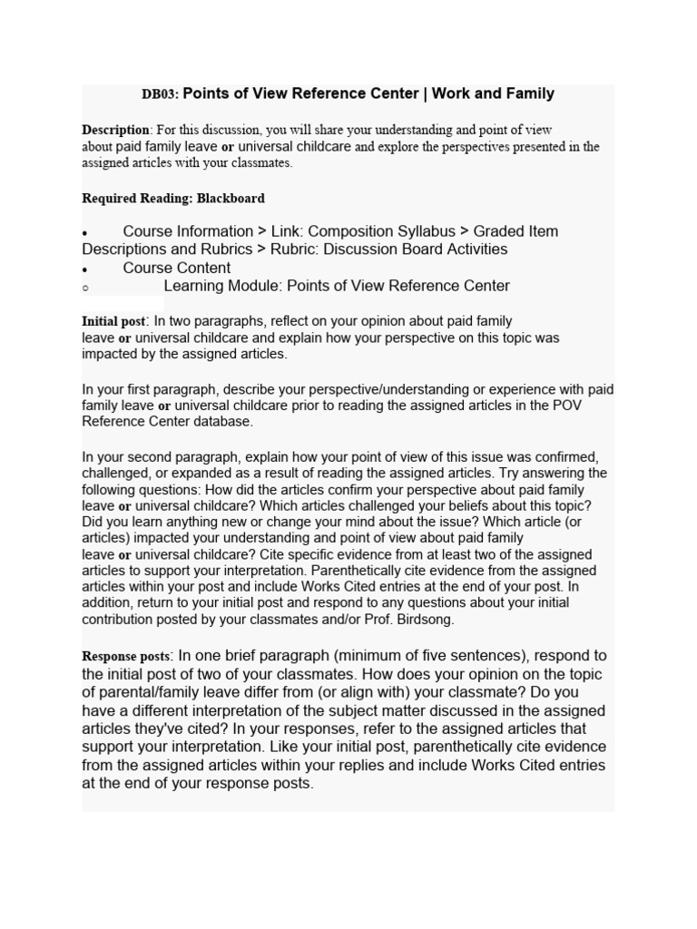 DB03 - Points of View Reference Center Work and Family | PDF | Child ...