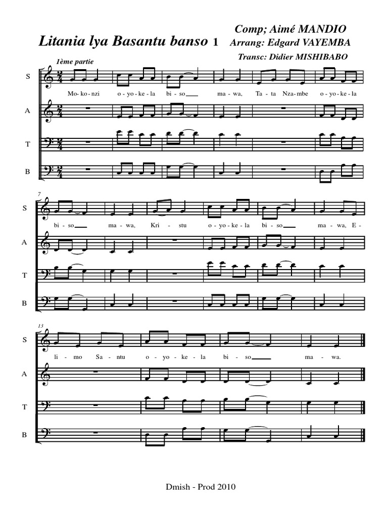 Litania Lya Basantu Banso - AIm Mandio Arr. VAYEMBA | PDF