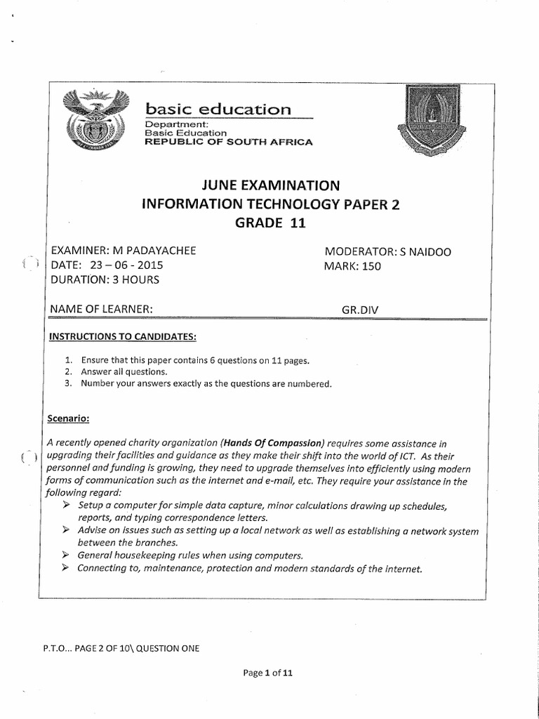 2015 June It P2 QP Memo | PDF