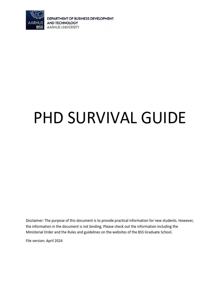 PHD Survival Guide April 2024 | PDF | Doctor Of Philosophy | Thesis