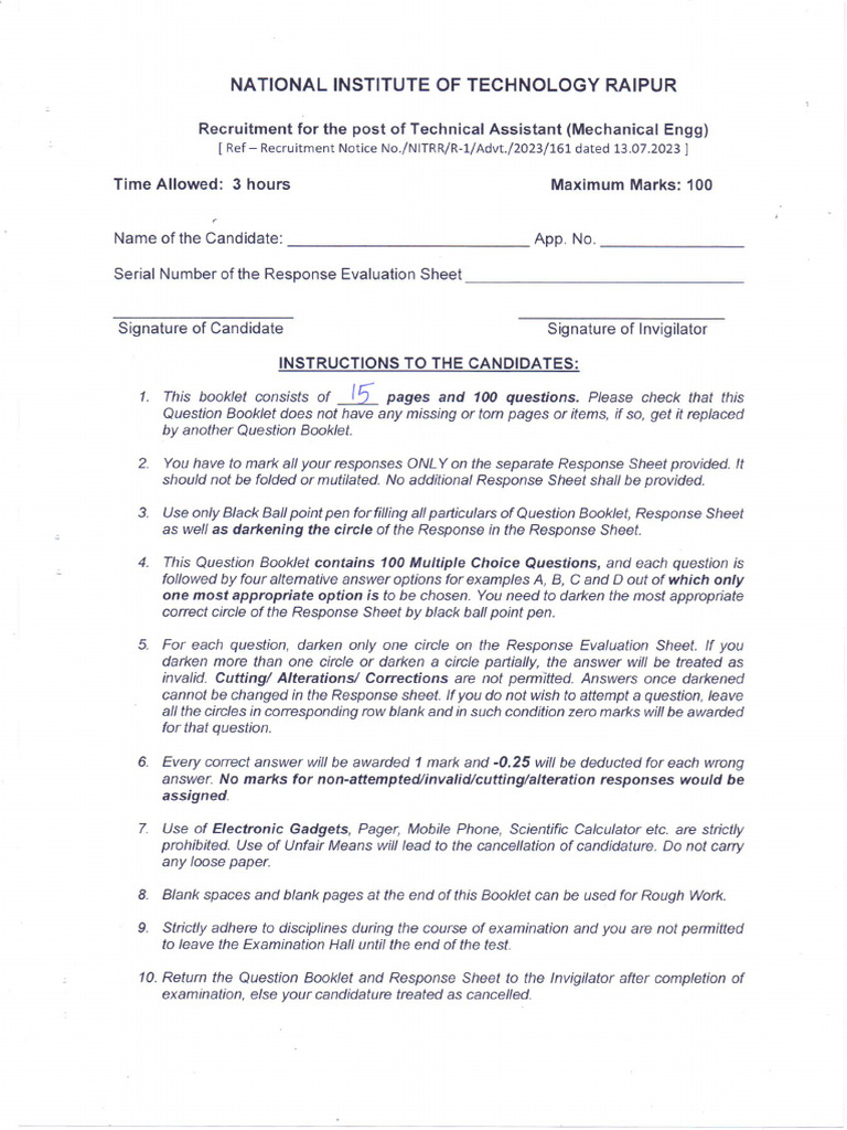 Ta Mechanical - Q Paper | PDF