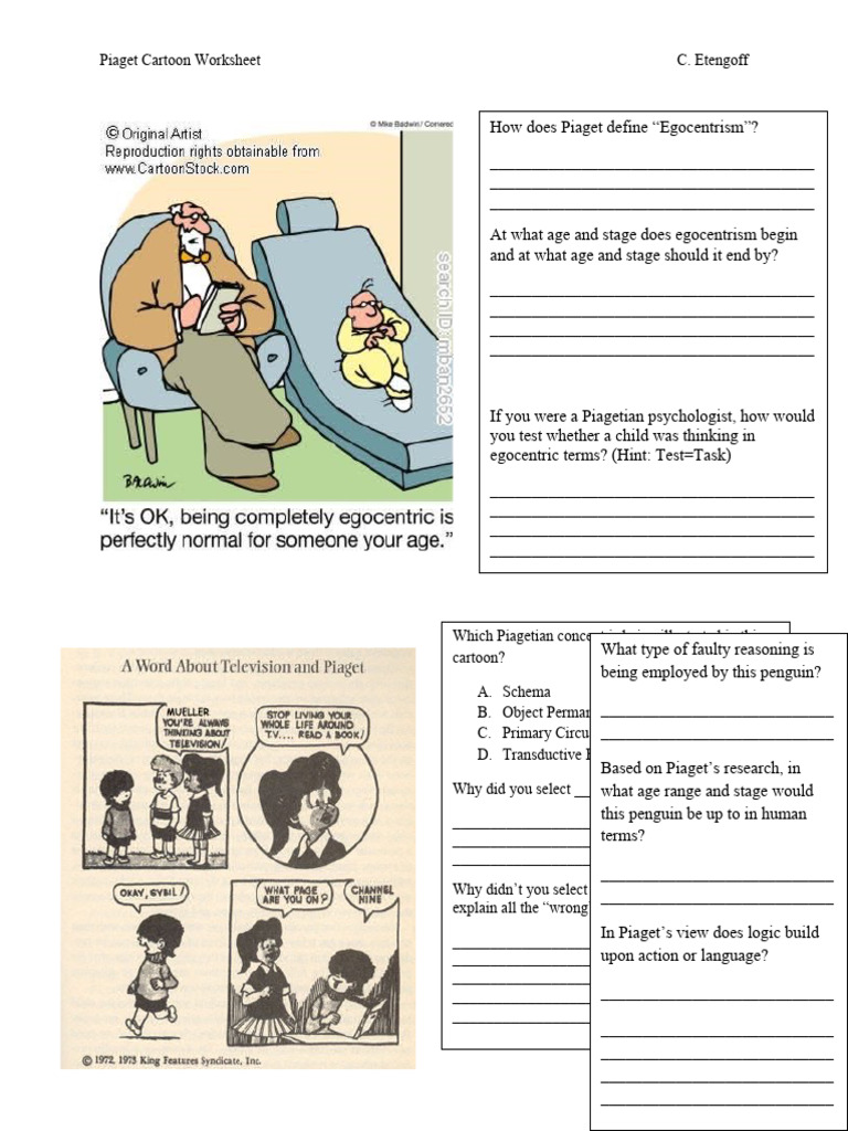 INTRO_Piaget Cartoon Worksheet_UPDATED (1) | PDF | Developmental ...