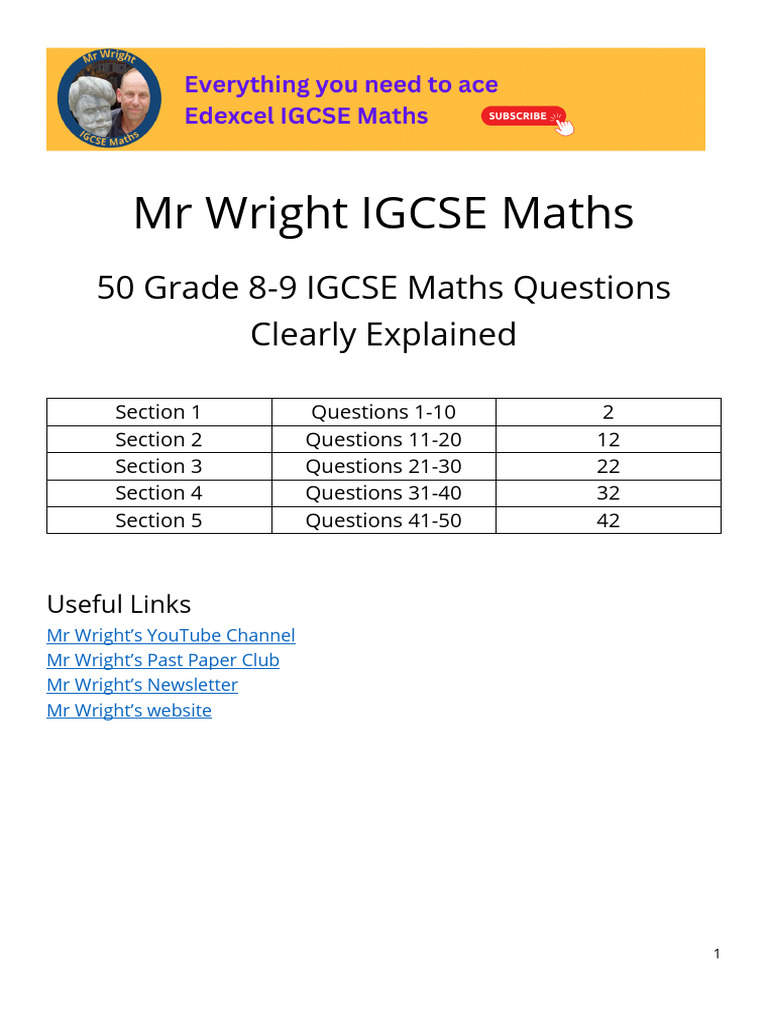 50 IGCSE Maths Questions Clearly Explained | PDF | Area | Function ...